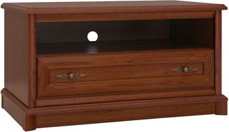 PEGANE Meuble TV avec 1 tiroir et &eacute;tag&egrave;re, couleur ch&acirc;taigne - Longueur 101 x Profondeur 54,5 x Hauteur 54,5 cm