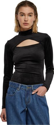 Urban Classics Damen Body Ladies Velvet Cut-Out Turtleneck Body Black 3XL