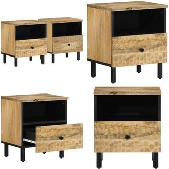 vidaXL Nachttische 2 Stk. 40x33x46 cm Massivholz Mango - Nachttisch - Massivholzm&ouml;bel - Mangoholz - Wohnzimmerm&ouml;bel - Schlafzimmerschrank - Home & Living