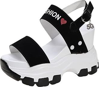 Generic Sandales &agrave; talons inclin&eacute;s pour femme, escarpins &agrave; plateforme &eacute;paisse, doublure douce en satin, sangle de cheville, demoiselle dhonneur, mariage, Noir