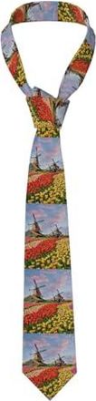 Generic Cravate Pour Hommes Moulins &Agrave; Vent Hollandais Tulipes Fleurs Tendance Men Tie &Eacute;troit Cravates Homme Pour F&ecirc;te Travail &Eacute;v&eacute;nements