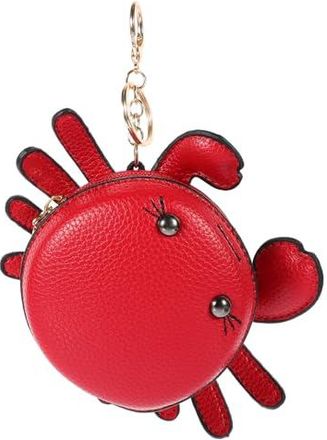 BESPORTBLE Petit Porte-Monnaie Rigide en PU Rouge Porte-Cl&eacute;s Multifonctionnel Dessin Anim&eacute; Crabe Petit Bijou Pratique pour Femme Rangement Monnaie et Cl&eacute;s Access