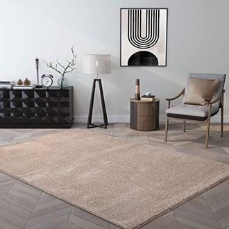 Vimoda Teppich kurzflor Einfarbig Super Qualität Ultra Soft für Wohnzimmer, Kinderzimmer, Schlafzimmer Läufer, Farbe:Beige, Maße:120x170 cm