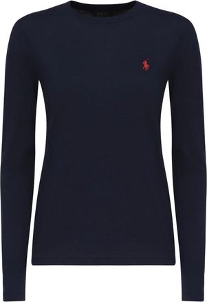 Polo Ralph Lauren Blau Baumwolle Besticktes Langarm T-shirt - - Tops - Damen - Blau - L