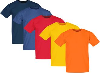 Fruit Of The Loom Valueweight T Shirt 5er-Pack Herren, Navy +Royal +Red +Sun +Orange, 3XL