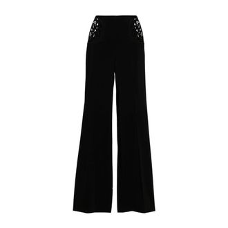 Stella McCartney Schwarze Krepphose mit Broderie Anglaise - - Trousers - Damen - Schwarzk - S
