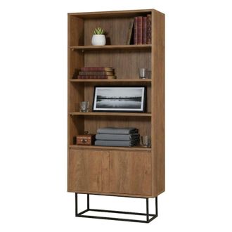 Dmora Almeni B&uuml;cherregal, B&uuml;roregal, B&uuml;cherregal, B&uuml;cherregal, 80 x 36 x 182 cm, Walnuss und Schwarz