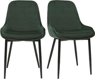 Miliboo Miliboo - Chaises design en tissu velours vert foncé et métal noir (lot de 2) holo