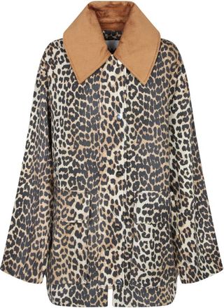 Ganni Femme, Vestes, Multicolore, Taille: 34/36 FR Veste Midi en Toile Imprim&eacute;e L&eacute;opard