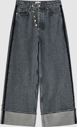 Ganni Jean Rigid Denim Double Fly Baggy Slate Grey