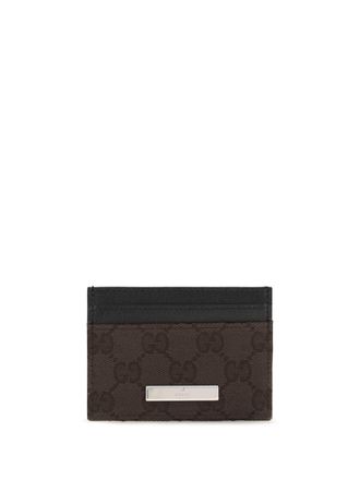 Gucci Womens Card Holder Gg Fabric Choco Brown-Black Wallets & Purses Brown/black