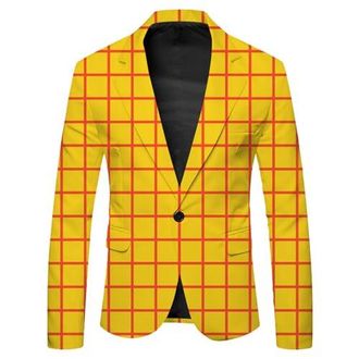 Generic Veste &agrave; carreaux pour homme - Coupe ajust&eacute;e - Moderne - Grand motif &agrave; carreaux - Veste de costume sportive et &eacute;l&eacute;gante - Veste de loisirs pour affaire