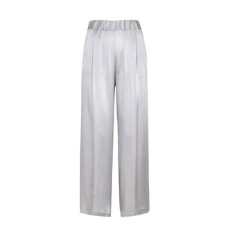 Semicouture Graue Seidensatin Weite Beinhose - - Trousers - Damen - Grau - XL