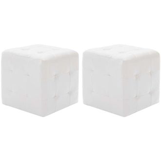 vidaXL Poufs 2 pcs Blanc 30 x 30 x 30 cm Similicuir
