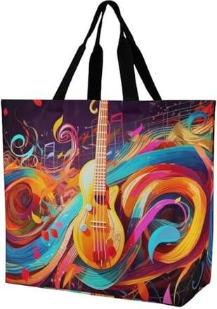 Generic Musical Color&eacute; Sac Fourre-Tout L&eacute;ger Tote Bag Grand Sac A Main Femmes Pour Plage Gym Quotidienne