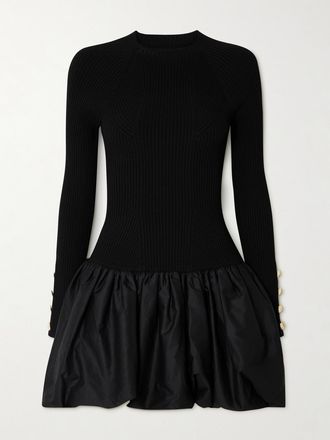 Aje Moonlight Minikleid Aus Stretch-strick Und Baumwolltaft - Schwarz