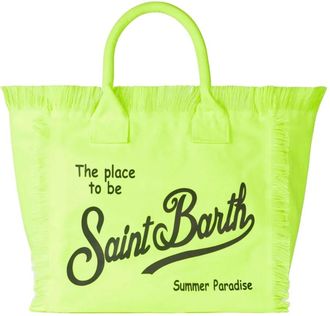 Saint Barth Femme, Sacs, Jaune, Taille: ONE Size Cabas en toile avec franges