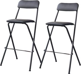Generic 2er-Set Klappbare Tragbare Barhocker mit R&uuml;ckenlehne, Hohe Klappst&uuml;hle, Hocker in Thekenh&ouml;he, f&uuml;r K&uuml;che, Wohnzimmer(Black,65cm/25.6in)
