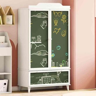 vidaXL Kreidetafel Kleiderschrank mit Schubladen Wei&szlig; Holzwerkstoff vidaXL