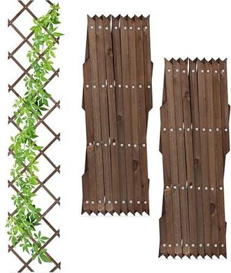 Relaxdays Rankgitter ausziehbar, 3er Set, Rankhilfe Kletterpflanzen, 180x30 cm, Garten, Balkon, Terrasse, Holz, Braun