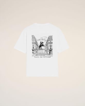 Ami Ami Paris - T-shirt blanc en coton imprim&eacute; Place des Victoires Blanc - Taille : XXXL - Unisex