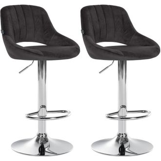 Clp Lot de 2 tabourets de bar Milet en velours Noir M&eacute;tal chrom&eacute;