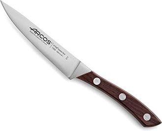 Arcos Schälmesser aus Nitrum Edelstahl - Ideal für Schälen von Obst und Gemüse, Holzgriff, Klinge 100 mm - Rost- und Verschleißfest - Braun, Serie Natura