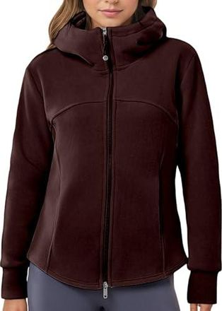 Generic Vestes &agrave; capuche en polaire pour femme - Chaude - Doubl&eacute;e - Douce et confortable - Manches longues - Style d&eacute;contract&eacute;, caf&eacute;, XL