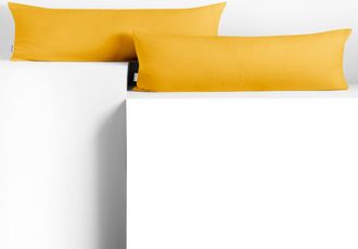 Decoking 2 Kissenbezüge 20x120 cm Jersey 100% gekämmte Baumwolle Reißverschluss gelb Amber