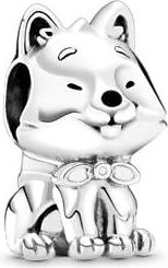 Pandora Pandora Charm Chien japonais Akita Inu en argent sterling avec émail blanc, rouge et noir
