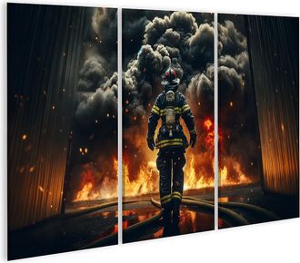 Islandburner Bild auf Leinwand Feuerwehrmann schreitet mutig in das Inferno Bilder Wandbilder Poster