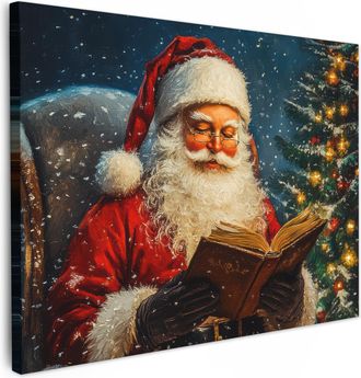 MuchoWow © Bild auf Leinwand 80x60 cm Weihnachtsdeko Schlafzimmer Bilder Badezimmer Wand Deko Wohnzimmer Weihnachtsgeschenke Bilderwand Geschenk Weihnachtsmann