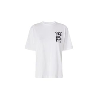 Pinko Pinko, Femme, Tops, Blanc, Taille: 36 FR T-shirt avec Monogramme Oiseaux dAmour