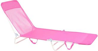 Beliani Chaise Longue de Jardin Structure en Acier Assise en Maille Pliante R&eacute;sistante aux Intemp&eacute;ries Rose Fuchsia Kastoria