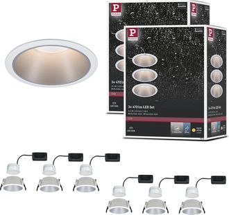 Paulmann 5237 LED Einbauleuchte 3-Step-Dim Cole Coin 6er-Set IP44 rund 88mm Coin 6x6W 6x470lm 230V dimmbar 2700K Weiß, Silber matt