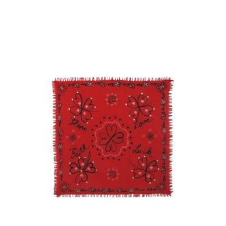 Maison Labiche Foulard imprim&eacute; &agrave; franges en cachemire