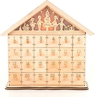 Pajoma 14743 Adventskalender zum Bef&uuml;llen Bethlehem 24 Schubladen aus Holz F&auml;cher mit LED Beleuchtung Weihnachten, Weihnachtskalender DIY von pajoma