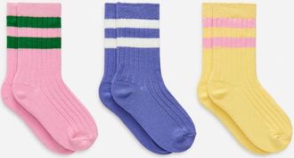 Arket Gerippte Socken 3er-Pack -Blau