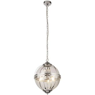 Searchlight Searchlight Coronet Luminaire suspendu &agrave; 3 lumi&egrave;res Chrome, Verre