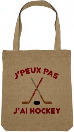 Fabulous Sac Shopping Tote Bag Aspect Lin - JPeux Pas Jai Hockey Sport Canada Hiver - Sac de Courses Toile Epaisse 360g Beige Naturel Cabas Port&eacute; Epaule Solide