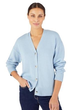 Damart Gilet Uni Ou Ray&eacute; Esprit Marin, Femme, Col V, Bleu Gris&eacute;, 46/48