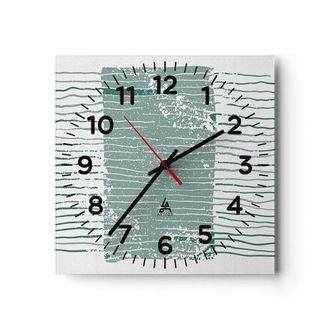 Arttor Modern Wanduhr Minimalismus Pastell Hipster 30x30cm Quadrat Klein Wand Uhr Glas Analog Zimmeruhren K&uuml;che B&uuml;ro Wohnzimmer Glasuhr Wall Clock Dekoration