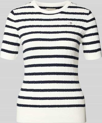 GANT Strickshirt mit Rundhalsausschnitt und Label-Stitching