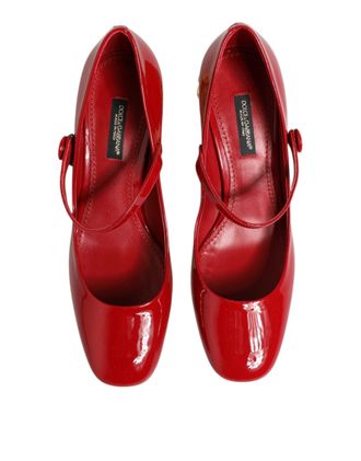 Dolce & Gabbana Womens Red Leather Dg Logo Heels Sandals Shoes