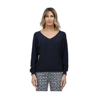 Gran Sasso V-Ausschnitt Pailletten Top - - Knitwear - Damen - Blau - L