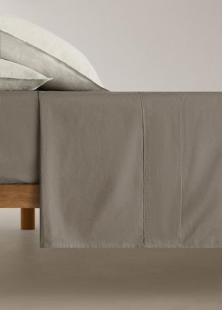 Mango Drap plat percale de coton 300 fils lit 180/200 cm caf&eacute; - Home - Lit 180/200 cm - MANGO HOME