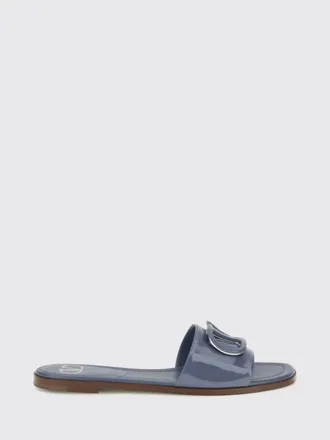 Valentino Garavani Sandales plates VLogo Signature en cuir verni &agrave; talon bas