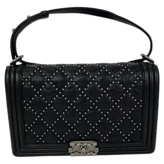 Chanel Pre-owned Sac Seau Boy &agrave; Clous Moyen - Femme - Pre-owned - Noir - Taille: ONE Size