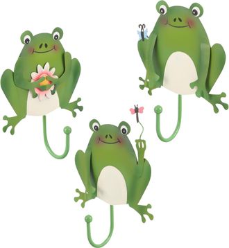 SOLUSTRE Wandhaken Eisen 3 Stück Frosch Design Kompakt Dekorativ Haken Für Schlüssel Hut Schal Wandmontage Ohne Werkzeug
