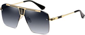 SHEEN KELLY Retro Übergroße Sonnenbrille für Männer und Frauen - Square Rimless Flat Top Vintage